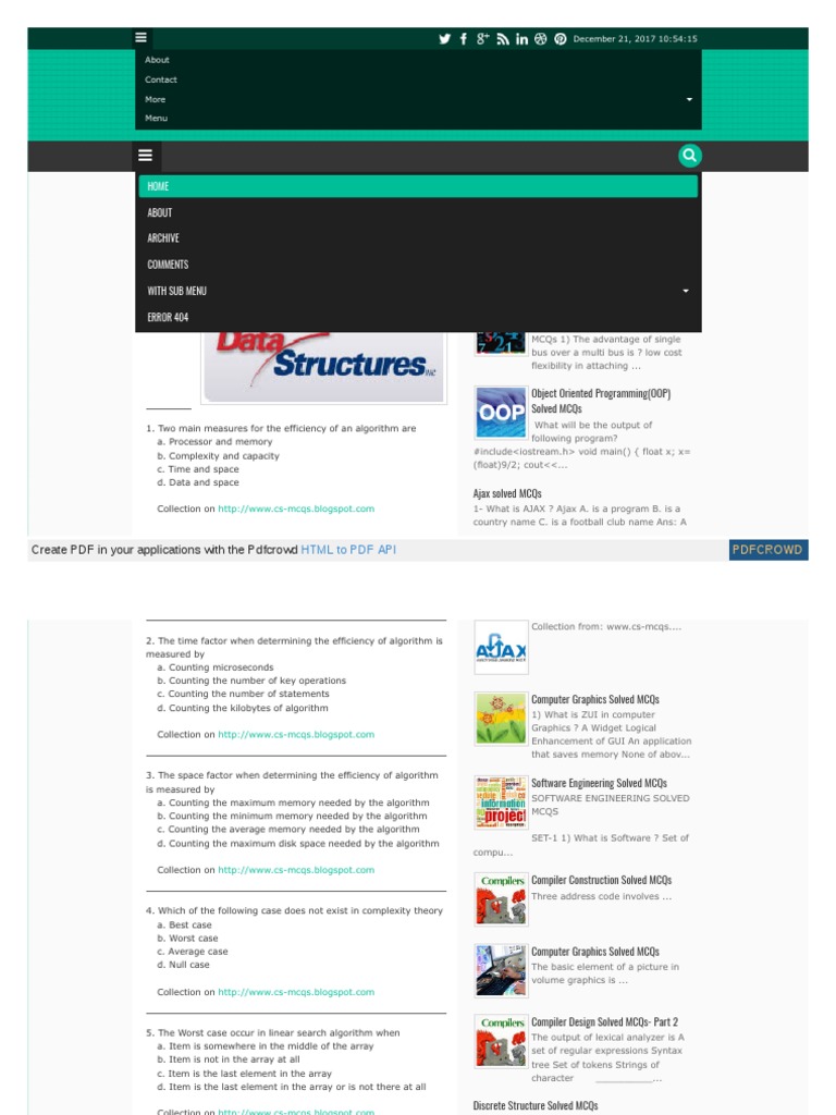 Cs Mcqs Blogspot Com 2012 06 Data Structures Algorithms Mult Pdf Array Data Structure