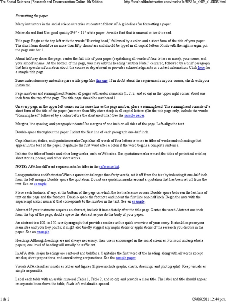 APA Style Manuscript Format - Bedford | Digital Object Identifier ...