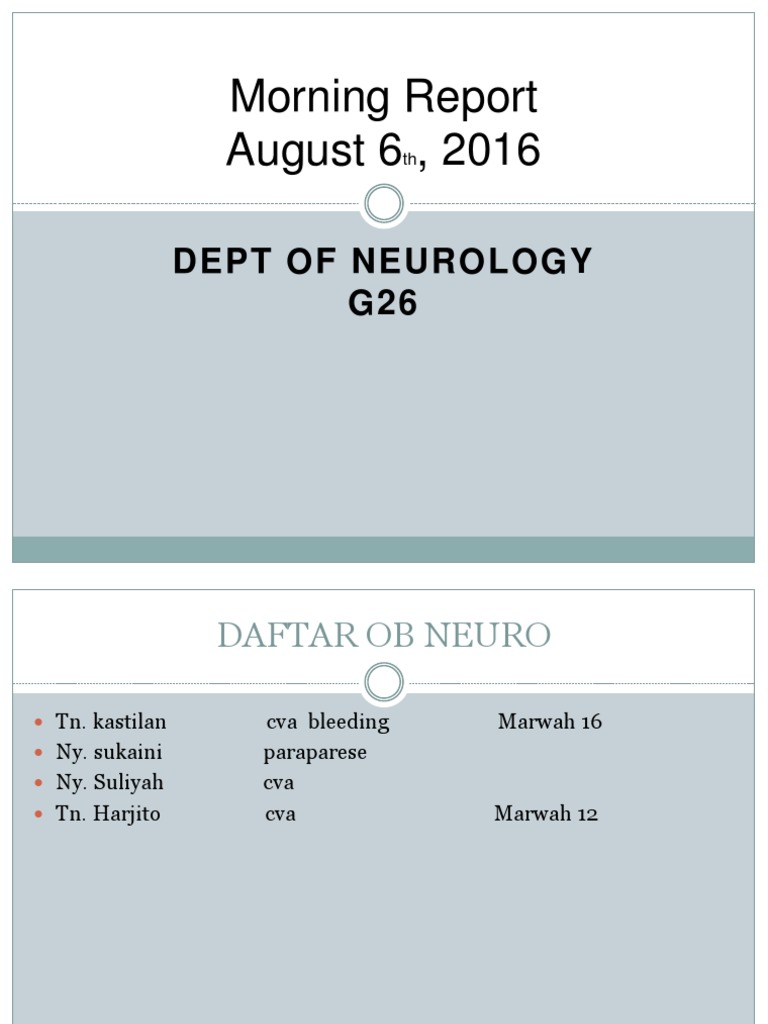 Morning Report: Patient with Left Hemiparesis and Hemisensory Loss ...