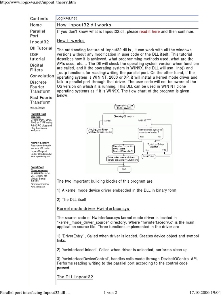 Parallel Port Interfacing Inpout32 DLL Source Code and Theory | PDF | Device Driver | Operating ...
