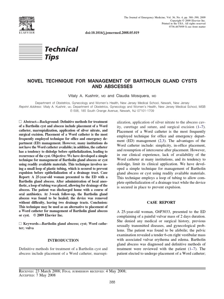Novel Technique For Management of Bartholin Gland Cystsn | PDF | Rtt ...