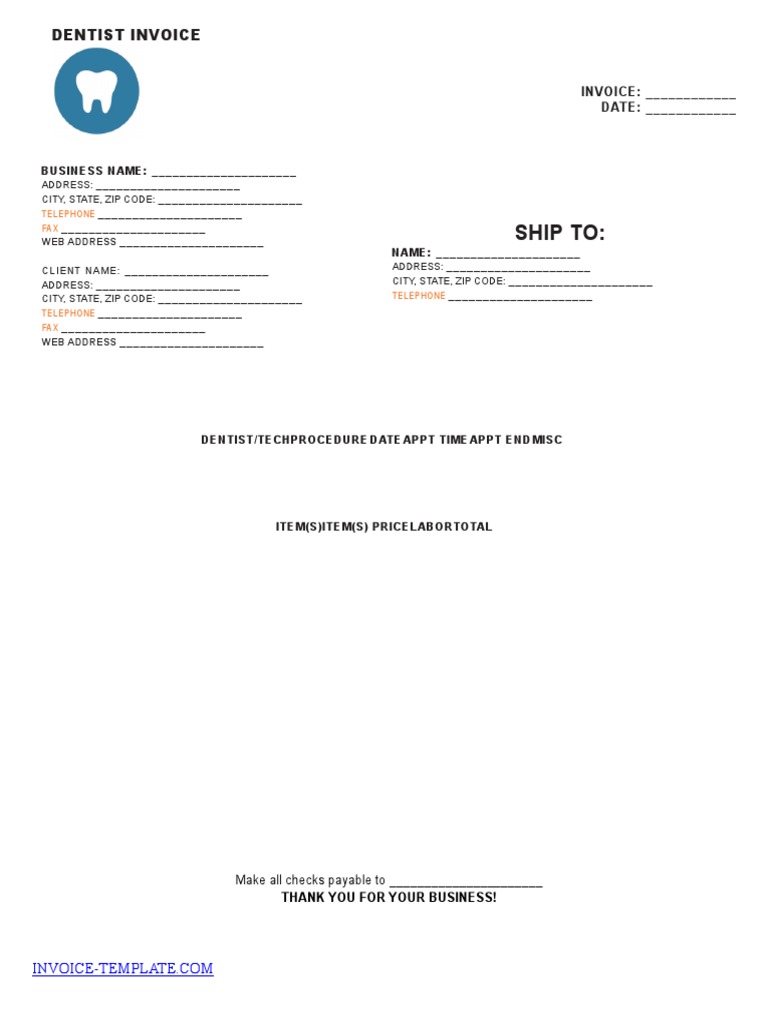 Dentist Invoice Template | PDF | Finance & Money Management | Law