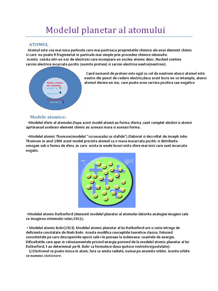 Modelul Planetar Al Atomului | PDF