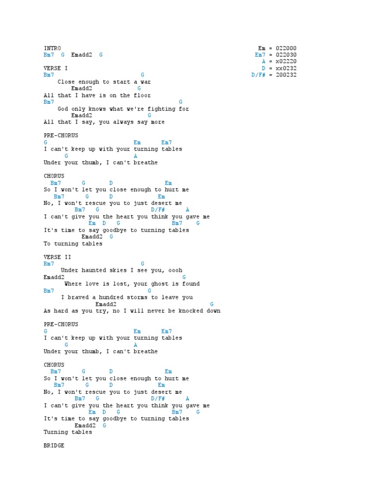 Turning Tables | PDF | Song Structure | Songs