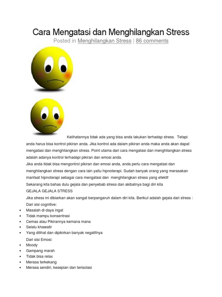 Cara Mengatasi Dan Menghilangkan Stress | PDF