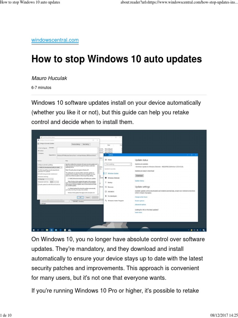 How To Stop Windows 10 Auto Updates | PDF | Windows 10 | Windows Registry