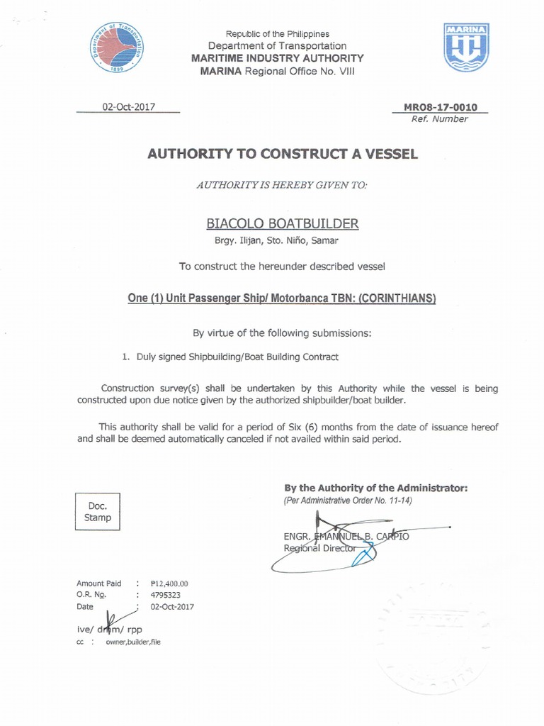 Authority To Construct