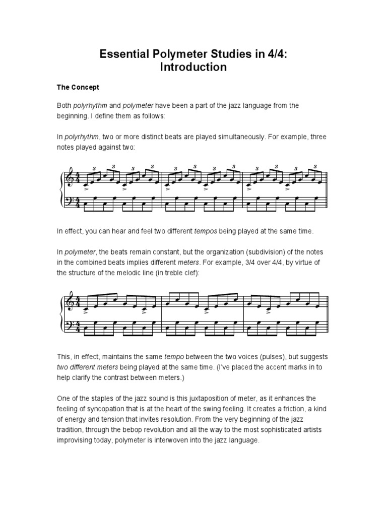 Essential Polymeter Studies in 4/4:: The Concept | PDF | Rhythm | Jazz