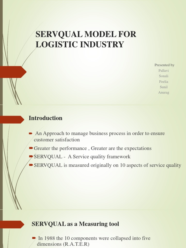 Presentation On SERVQUAL MODEL For Logistics | PDF | Quality (Business ...