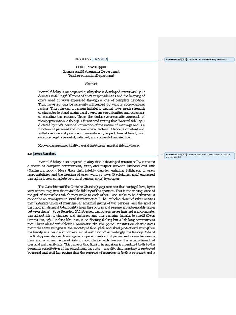 Understanding Marital Fidelity Factors | PDF | Infidelity | Marriage