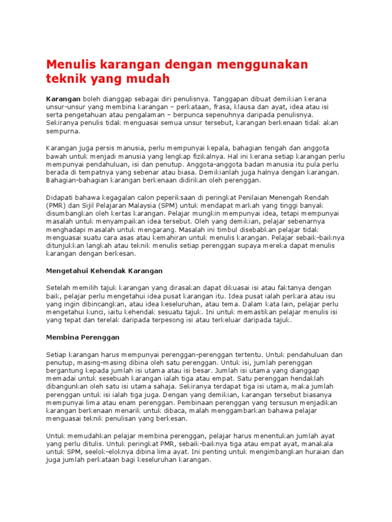 Tips Menjawab Karangan | PDF | Kajian Bahasa Asing | Seni & Disiplin Bahasa