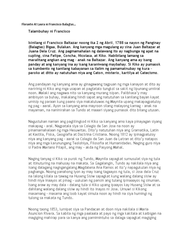 Florante at Laura Ni Francisco Balagtas | PDF