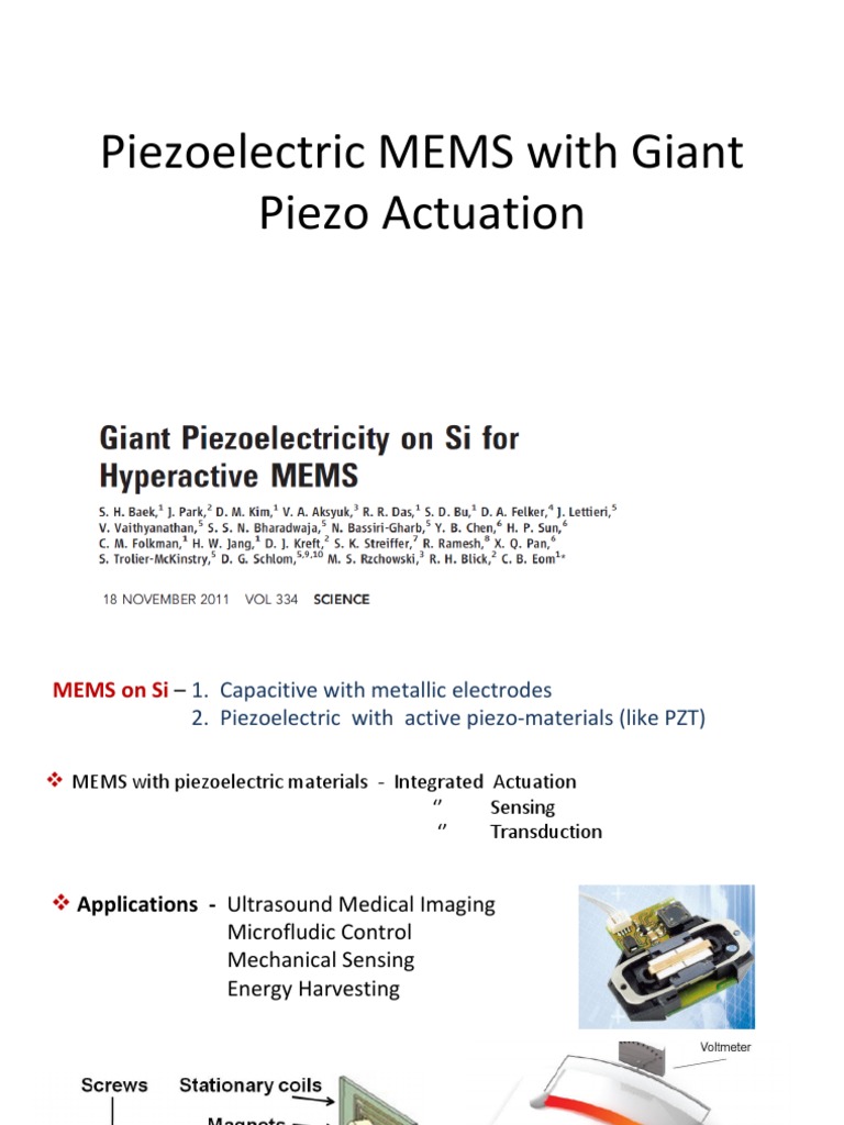 Piezoelectric MEMS With Giant Piezo Actuation | PDF | Piezoelectricity ...