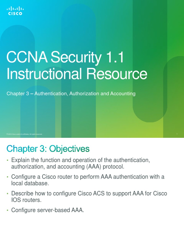 CCNA Security 1.1 Instructional Resource: - Authentication ...