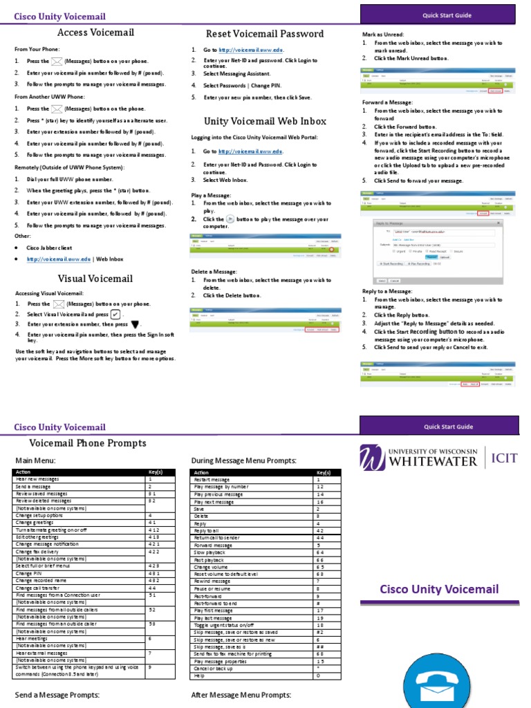 Cisco Voicemail QS Guide | PDF | Voicemail | Login