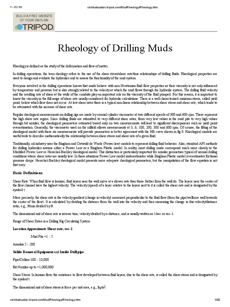 Rheology of Drilling Mud | PDF | Shear Stress | Fluid Dynamics