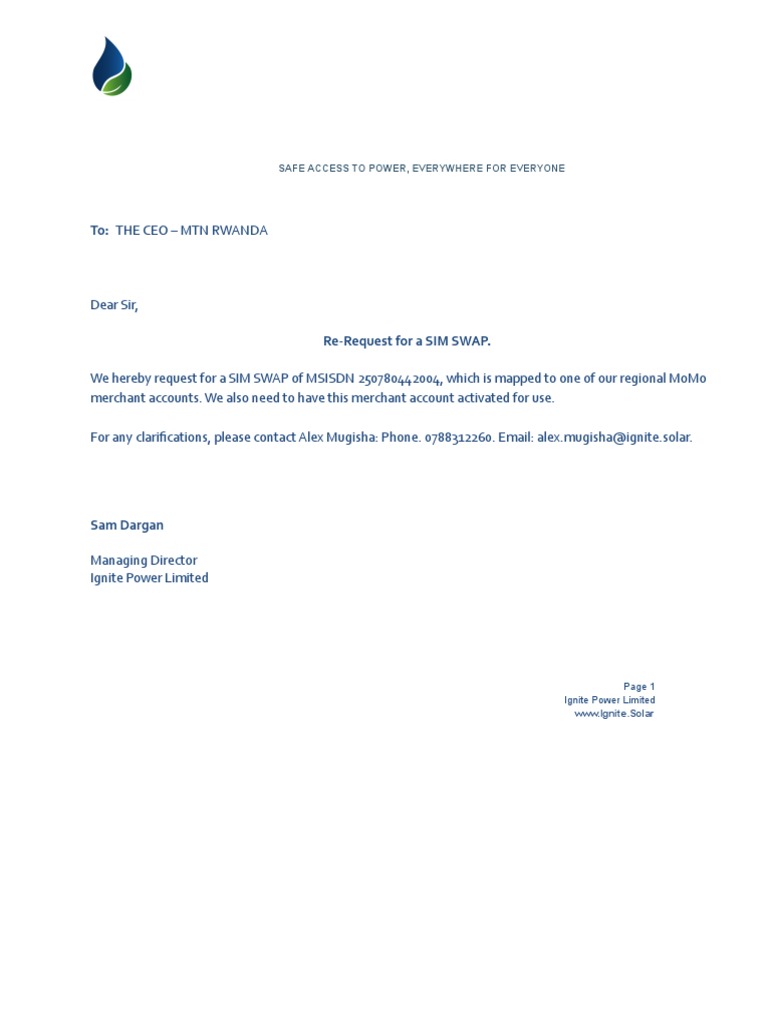 Sim Swap Request | PDF | Business