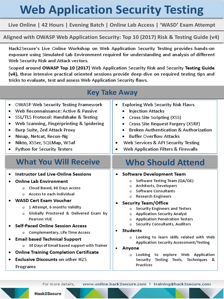 Hack2Secure Web Application Security Testing Workshop LiveOnline | PDF ...