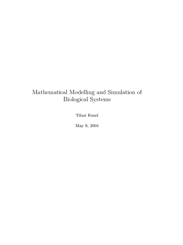 Mathematical Modelling Ans Simulation of Biological System | PDF ...