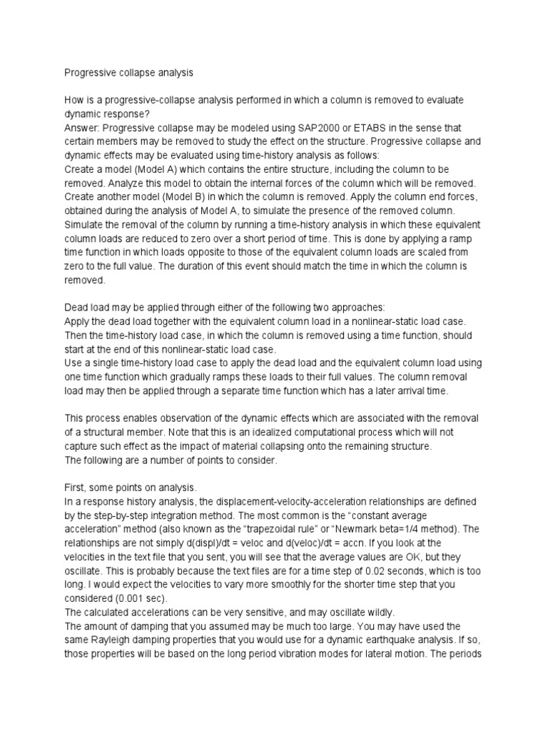 Progressive Collapse Modelling | PDF | Structural Load | Column