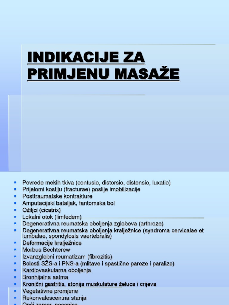 Indikacije I Kontraindikacije Za Masazu | PDF