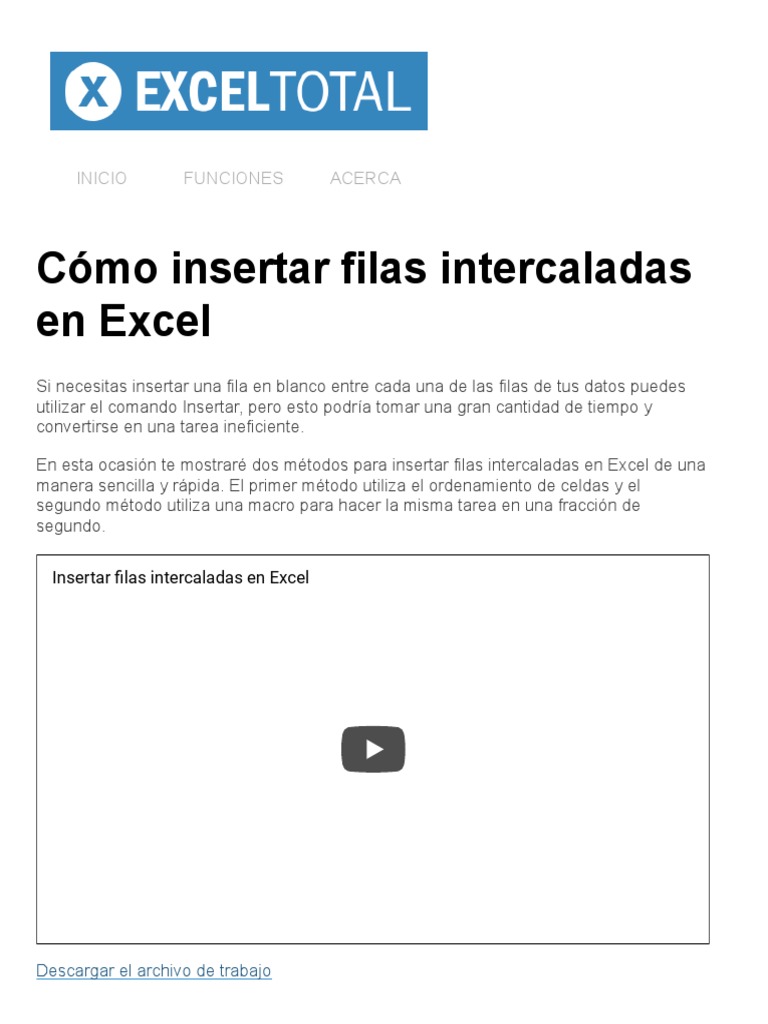 Insertar Filas Intercaladas en Excel | PDF | Macro (informática) | Microsoft Excel