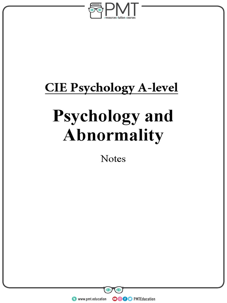 Psychology and Abnormality Notes - CIE Psychology A-Level | PDF ...