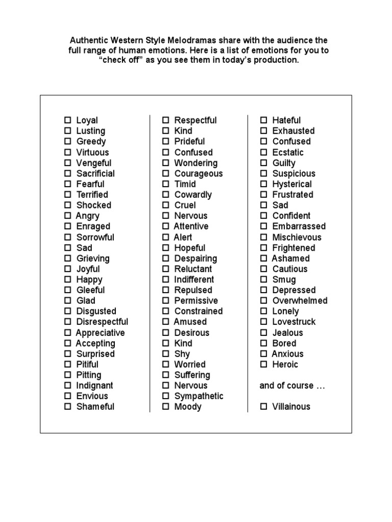 Emotions Checklist | PDF