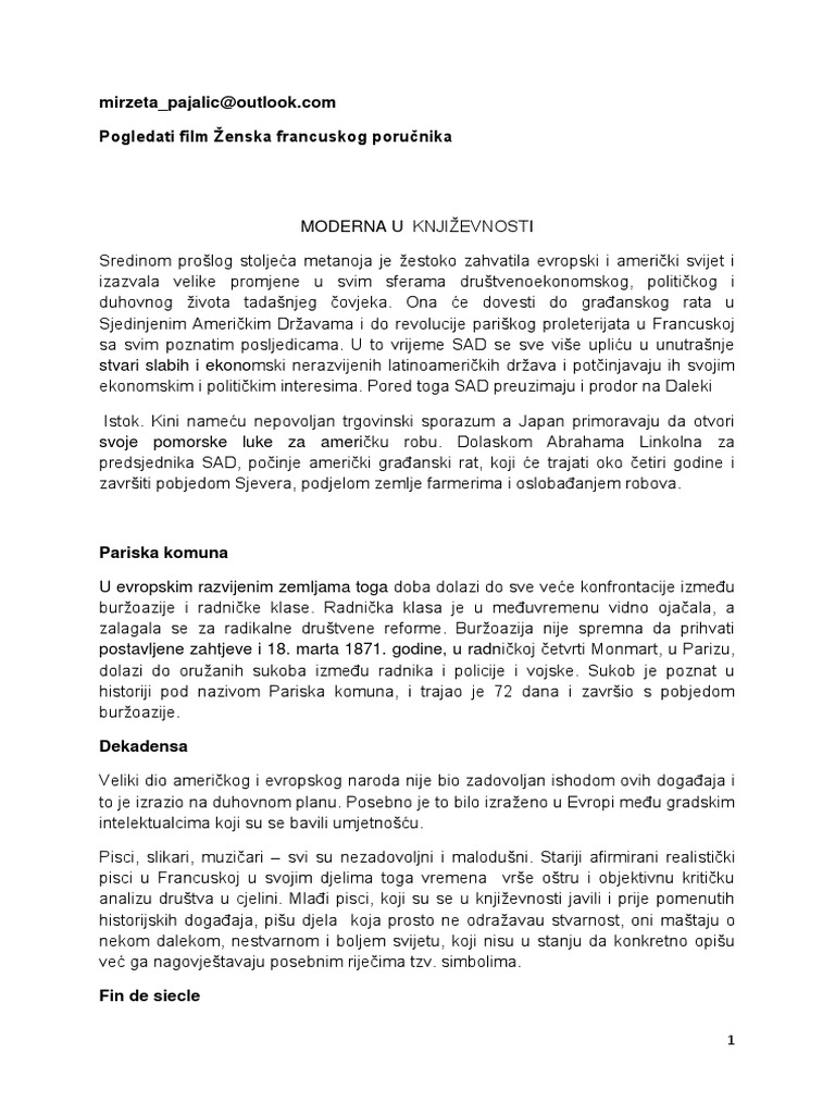 Modernizam I Postmodernizam U Engleskoj Knjizevnosti Materijali | PDF