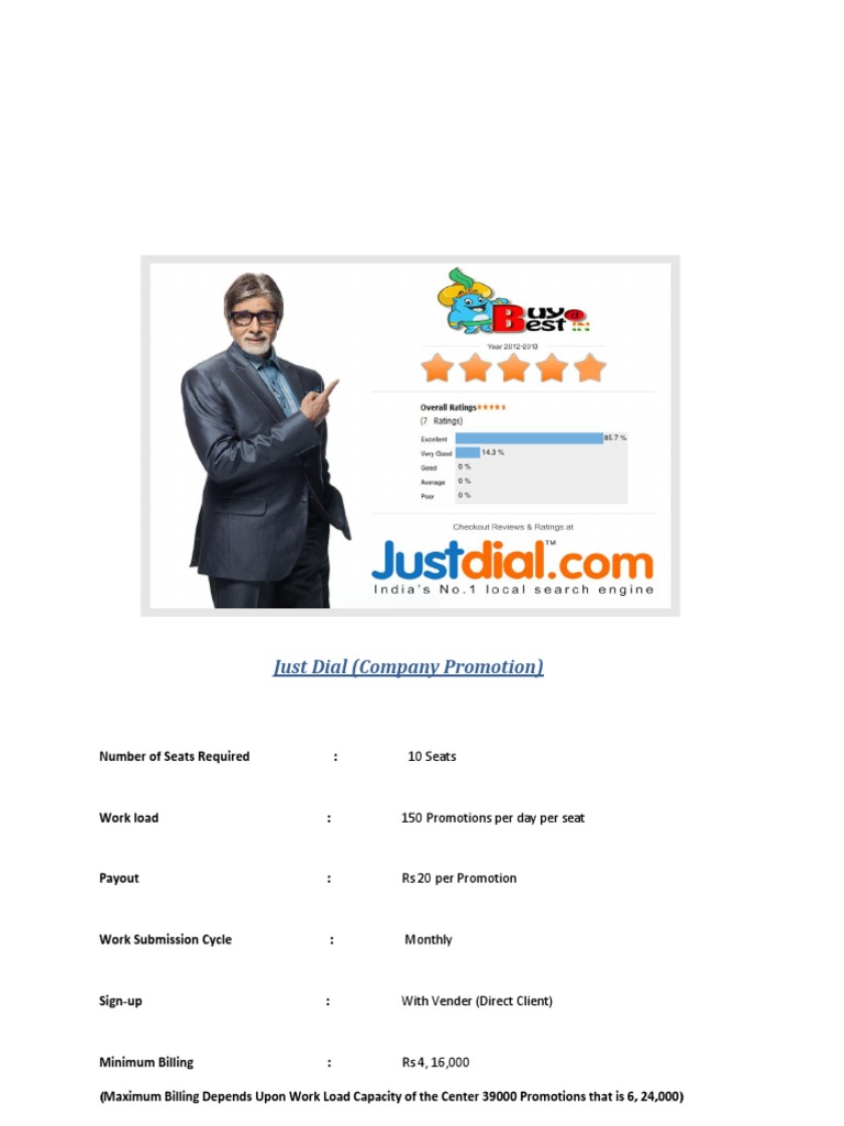 Just Dial Company Promotion Project Details | PDF