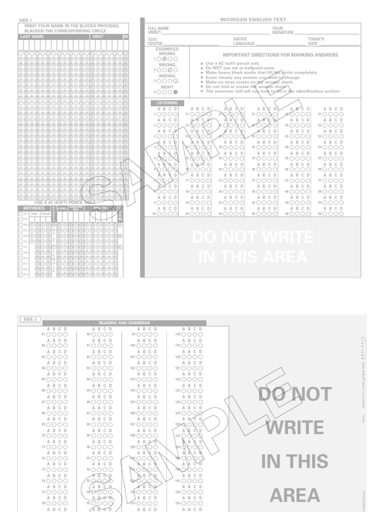 MET AnswerSheet | PDF | Writing Implements | Writing