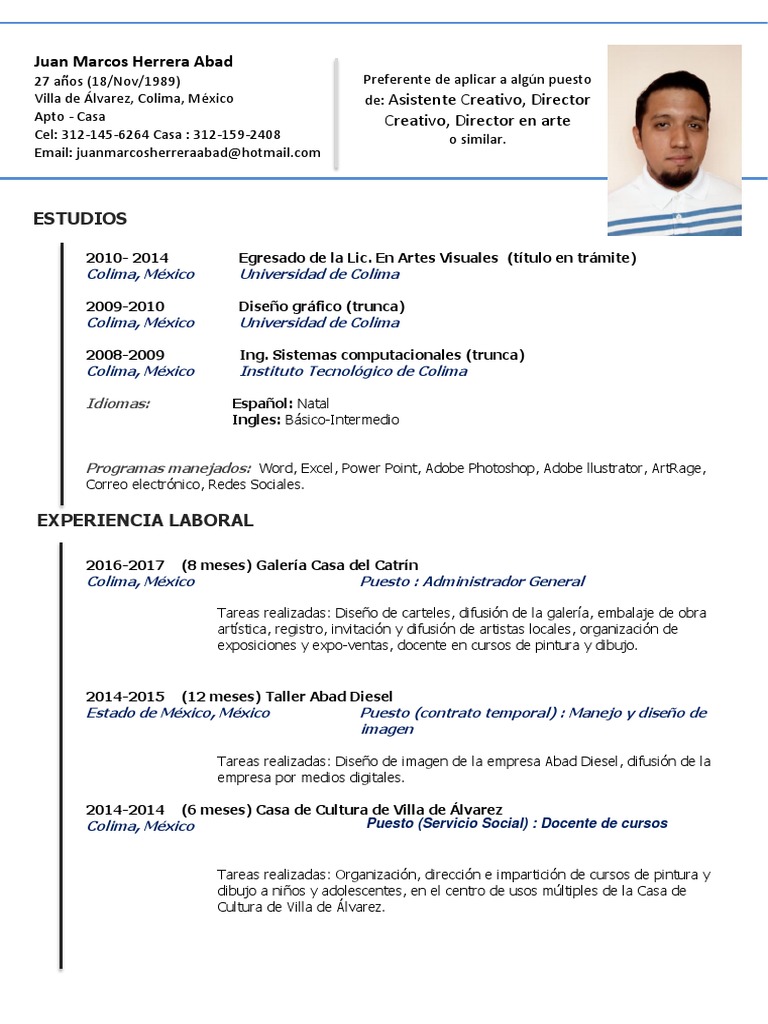 CV Juan Marcos 2017 | PDF | México | Diseño