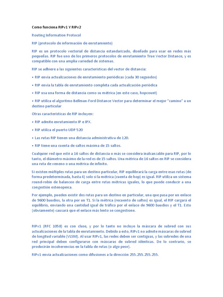 Como Funciona RIPv1 Y RIPv2 | PDF | Enrutador (Computación ...