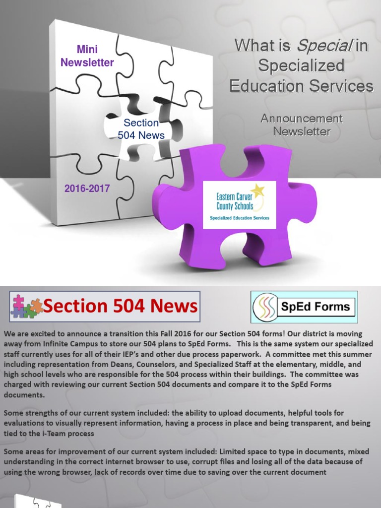 504 Forms Announcement | PDF | Section 504 Of The Rehabilitation Act ...