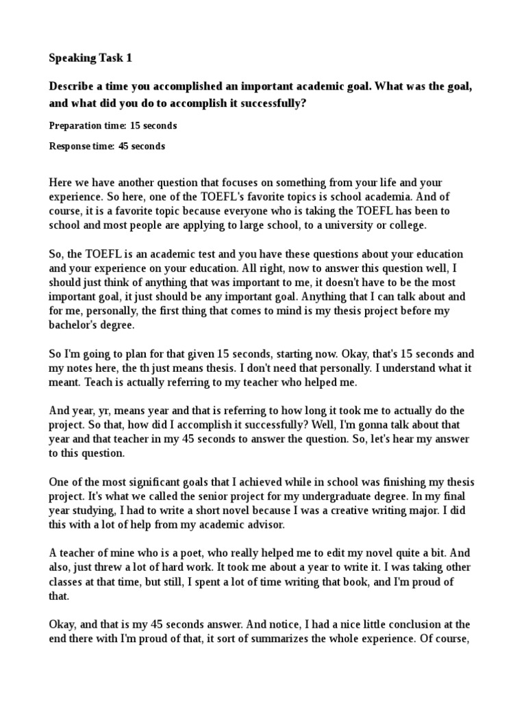 TOEFL Speaking Task Strategies | PDF | Question | Reason