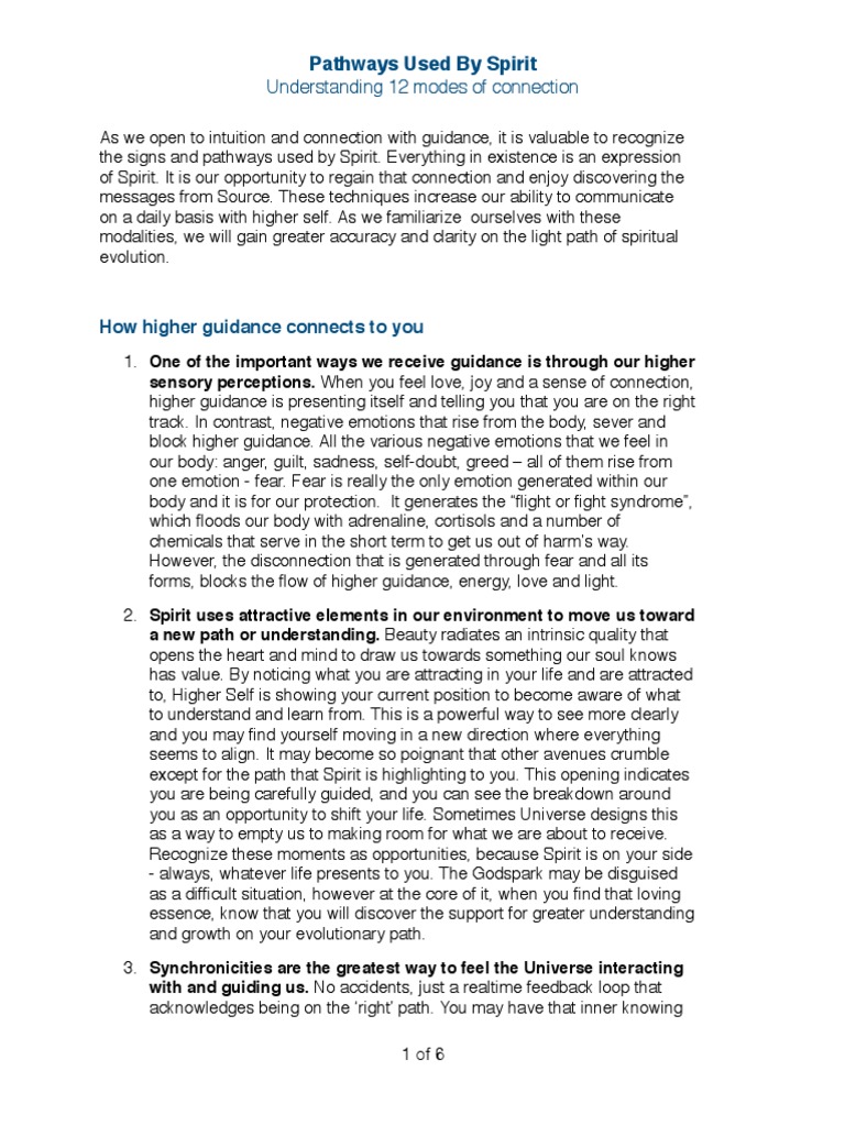 Pathways Used by Spirit | PDF | Meditation | Dream