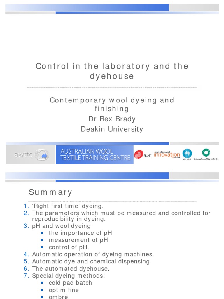 Control in The Laboratory and Dyehouse-Presentation | PDF | Ph | Buffer ...