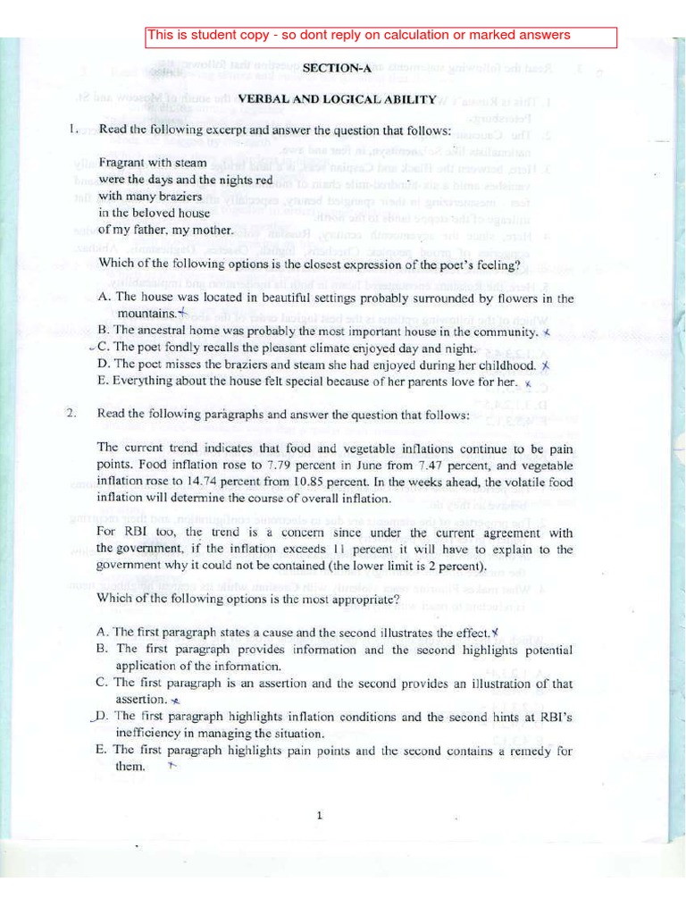 This Is Student Copy - So Dont Reply On Calculation or Marked Answers | PDF