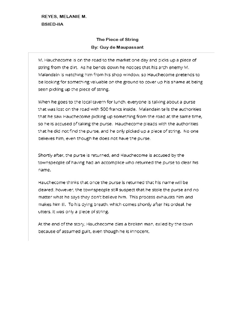 Summary Piece of String | PDF