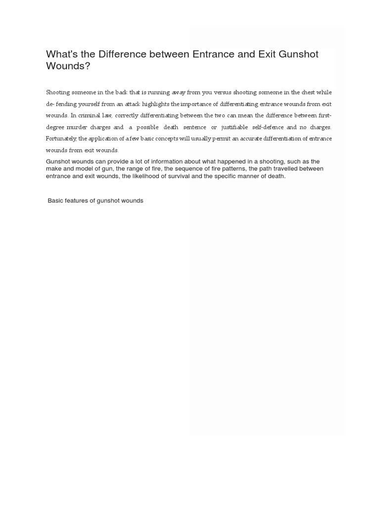 What's The Difference Between Entrance and Exit Gunshot Wounds? | PDF