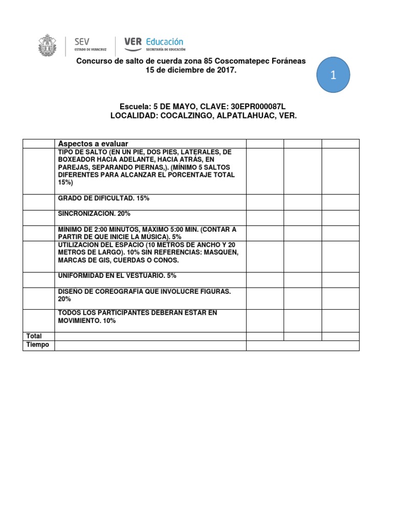 Concurso de Salto de Cuerda 2017 | PDF