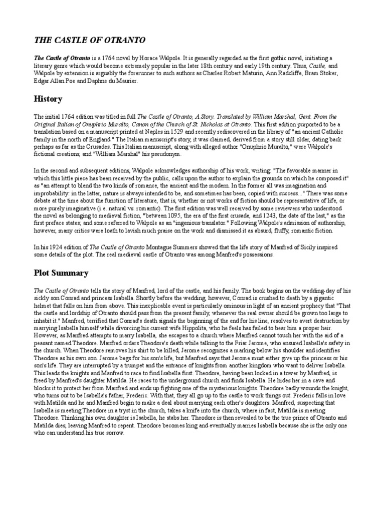 Castle of Otranto Notes | PDF | Classics