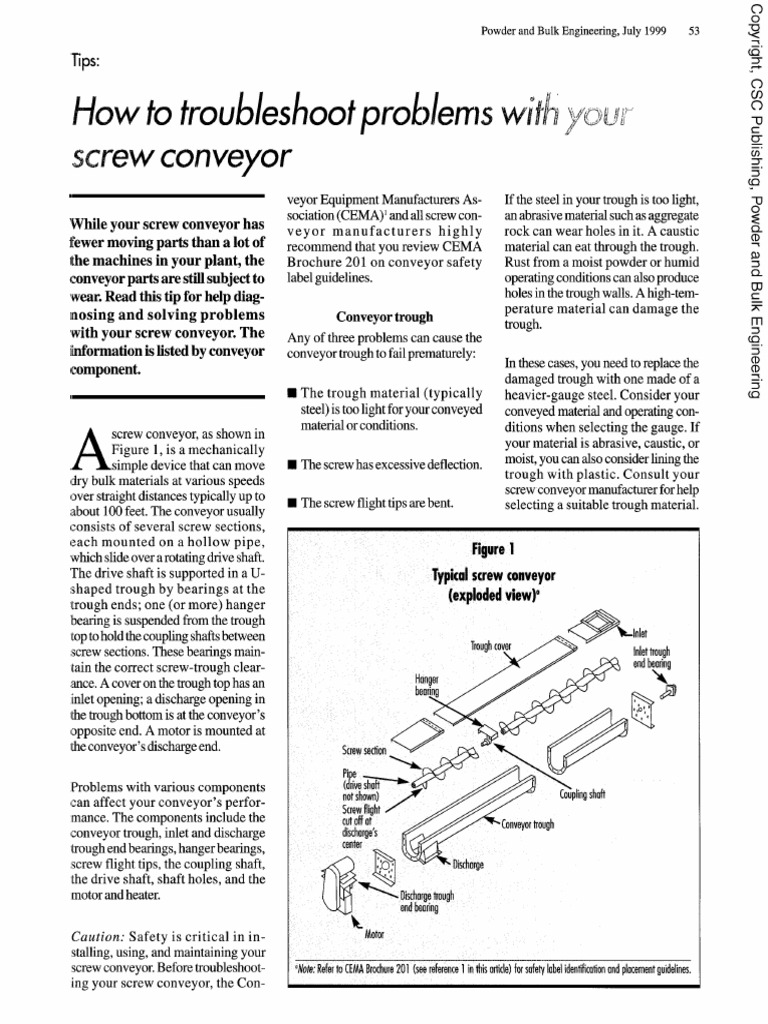 Troubleshooting Screw Conveyor | PDF | Bearing (Mechanical) | Wear