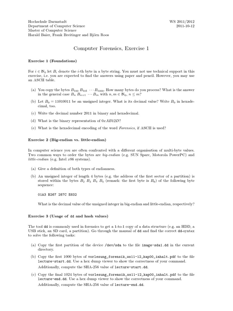 Forensic Ws11 12 Exercise1 | PDF | Computer Architecture | Computer Data
