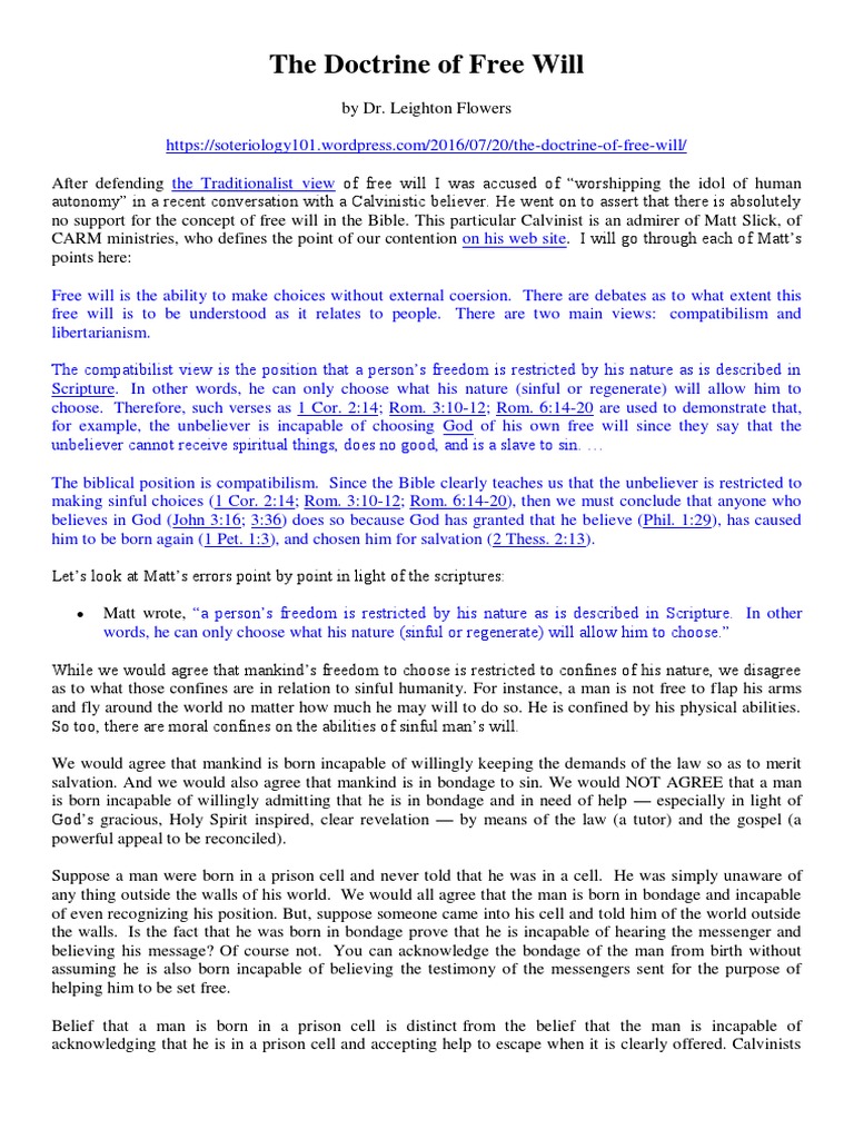 Understanding the Flowers Doctrine | PDF | God In Christianity | Free Will