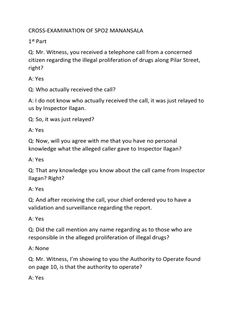 Cross Examination 1 | PDF | Affidavit | Cross Examination