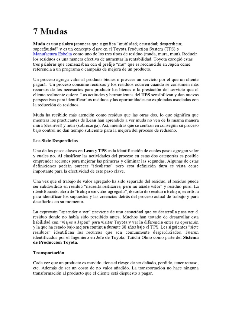 7 Mudas | PDF | Industrias | Gestión de Procesos de Negocio
