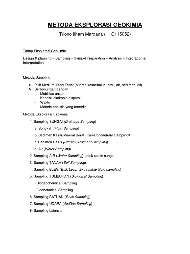 Metoda Eksplorasi Geokimia | PDF