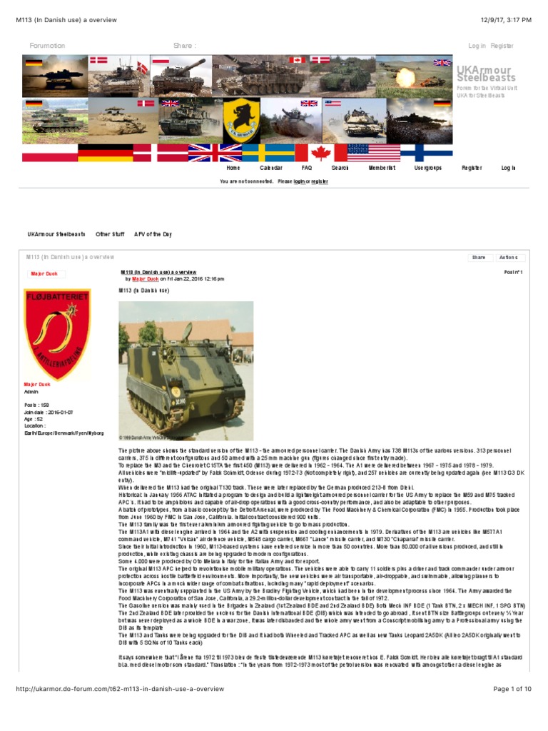 M113 (In Danish Use) A Overview | PDF | Combat Vehicles | Armoured ...