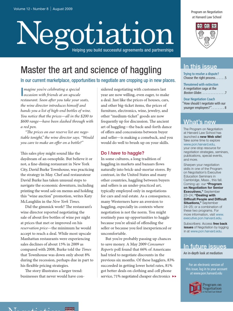 Negotiation - Harvard Law School | PDF | Mediation | Bargaining